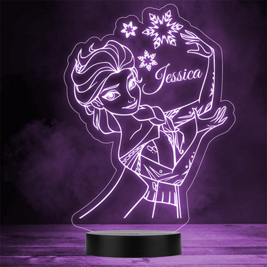 Elsa With Snowflakes Disney Frozen Personalised Gift Any Colour LED ...
