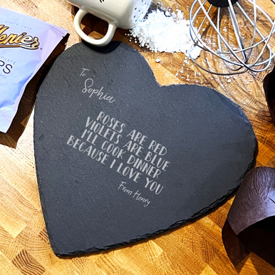 Heart Slate Poem Roses Are Red Cook Dinner Personalised Serving Board ...