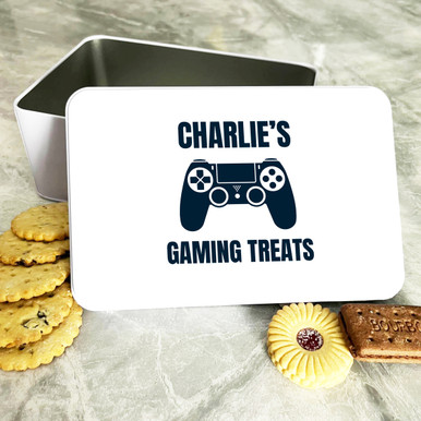 Navy Gaming Controller Rectangle Personalised Treat Tin - Party Animal ...