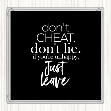 Black White Don't Cheat Quote Coaster - Party Animal Print