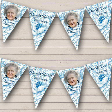 Funeral Floral Memorial In Loving Memory Photo Personalised Banner ...