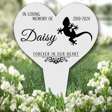 Heart Lizard Pet Remembrance Garden Plaque Grave Personalised Memorial ...