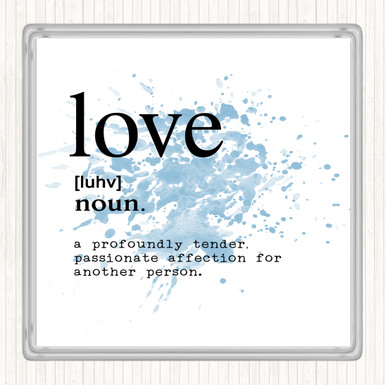 Blue White Word Definition Love Inspirational Quote Coaster - Party ...
