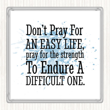 Blue White Don't Pray Inspirational Quote Coaster - Party Animal Print