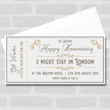 Anniversary Any Event Gold Elegant Personalised Surprise Ticket Gift ...
