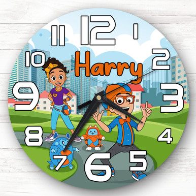 Blippi Meekah Personalised Gift For Kid's Bedroom Clock - Party Animal ...