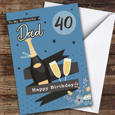Personalised Dad 40th Birthday Card Champagne - Party Animal Print