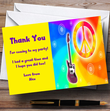Hippy Retro Hippie Customised Party Thank You Cards - Party Animal Print