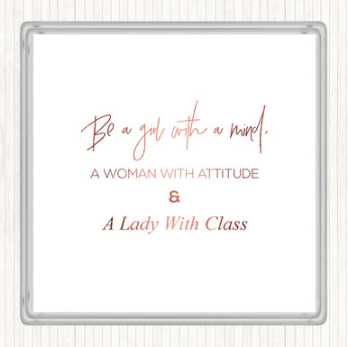Rose Gold Lady With Class Quote Coaster - Party Animal Print