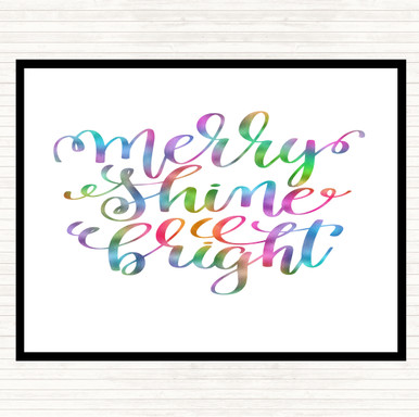 Christmas Merry Shine Bright Rainbow Quote Placemat - Party Animal Print