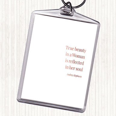 Rose Gold Audrey Hepburn True Beauty Quote Keyring - Party Animal Print