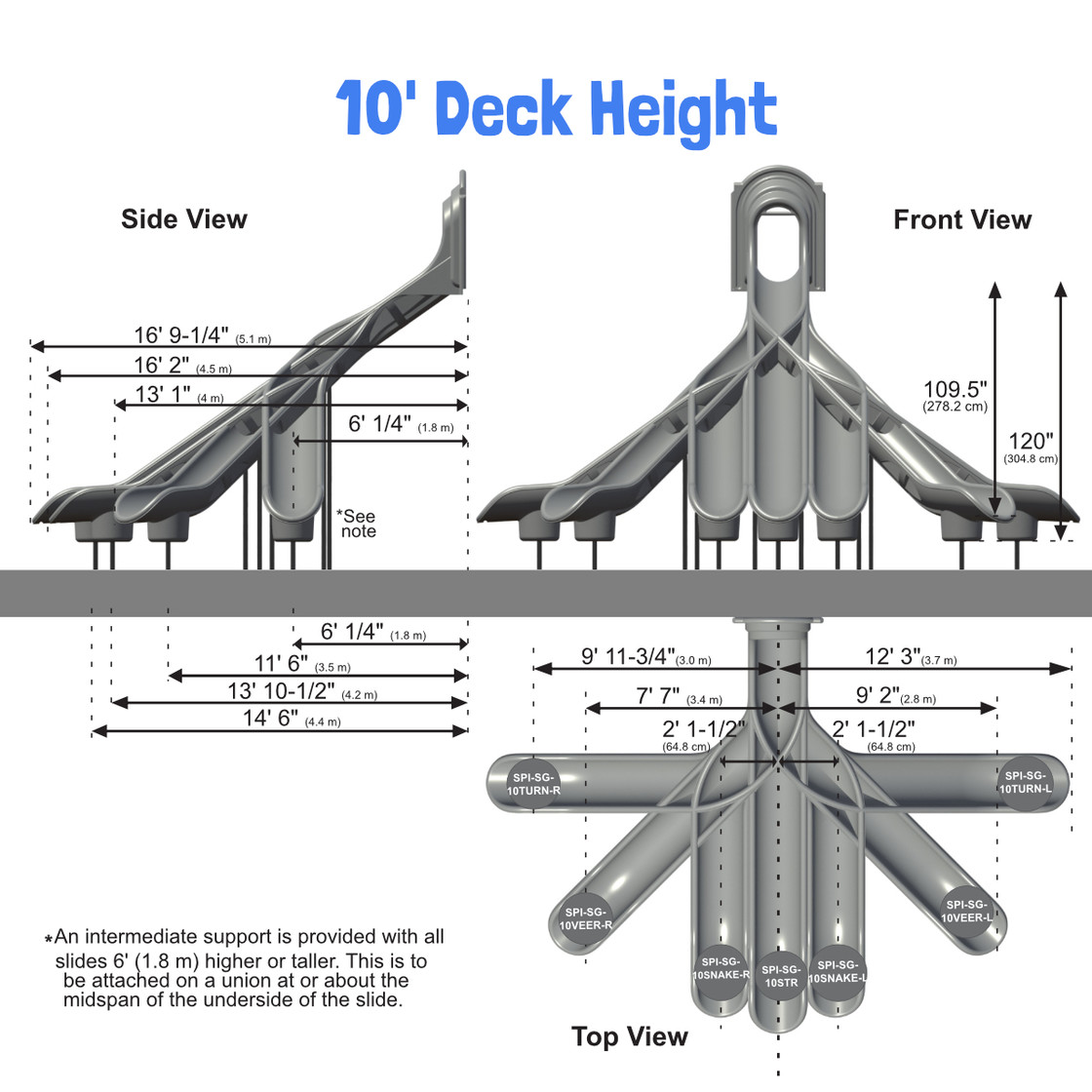 Starglide Commercial Sectional Slide with Open Entrance - SwingSetMall.com