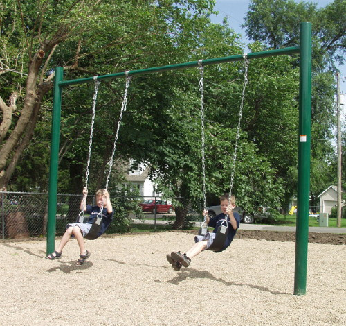 Single Post Swing Set Frame with Shade - SwingSetMall.com