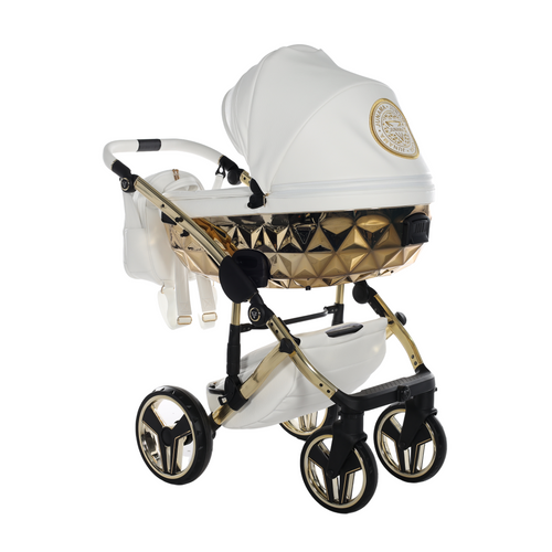 Junama Handcraft White Gold Pram and Pushchair