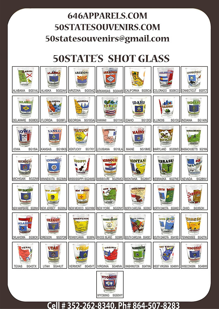 50 State Shot Glass - Set + W.DC. Free - GSmart.biz