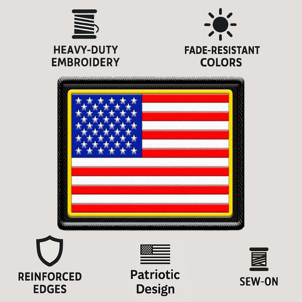 American Flag Patch – 3" Patriotic Embroidered Sew-On Patch