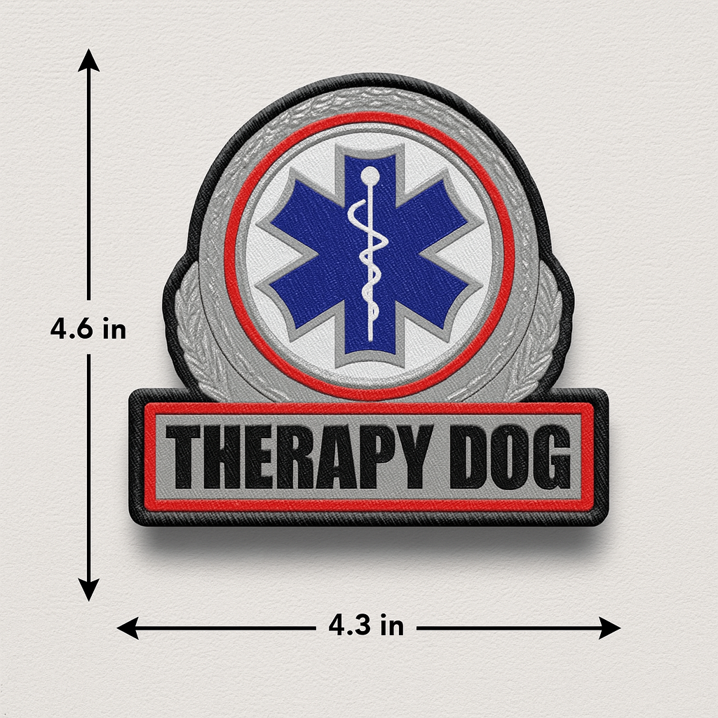 Large Metallic Therapy Dog Patch Sew-On