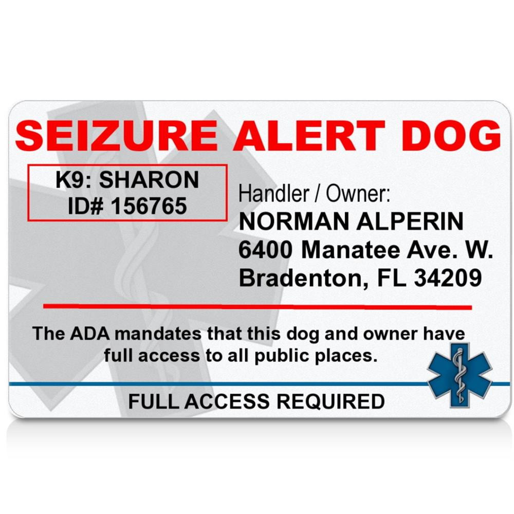Seizure Alert Dog ID Card – No Photo Required, ADA-Compliant Identification