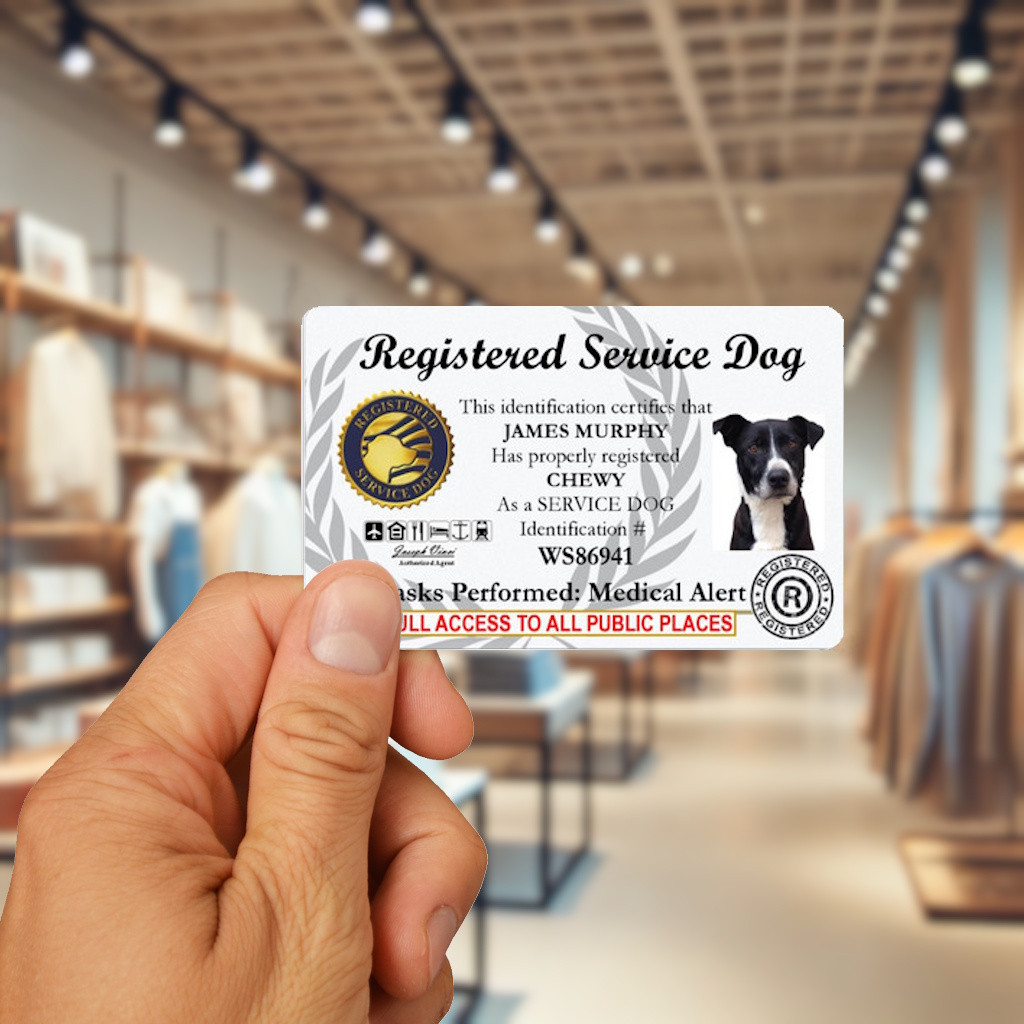 Registered Service Dog Identification Card – PVC Plastic, Includes ADA Law