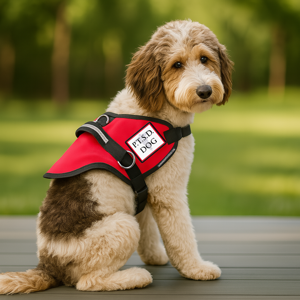 Padded PTSD Service Dog Vest with “PTSD Dog” Caduceus Patch & Built-In ...
