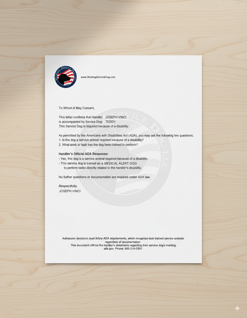 Custom Service Dog Response Letter – ADA Compliant Written Responses