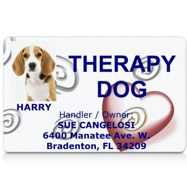 Therapy Dog ID Card with Heart Design – Includes Dog Photo, Handler ...