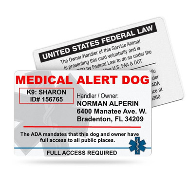 Medical Alert Dog ID Card – No Photo Required, ADA-Compliant Identification