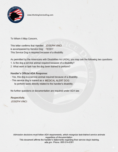 Custom Service Dog Response Letter – ADA Compliant Written Responses