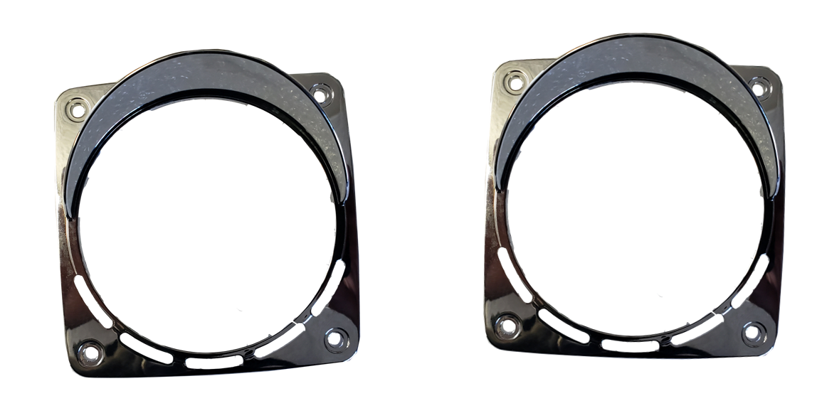 Square LED Chrome Plastic Turn Light Bezels w/Hood (PAIR) - UATPARTS