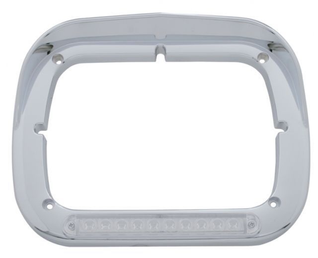 10 Amber LED Rectangular Headlight Bezel with Visor for Semi Trucks ...