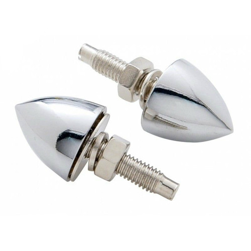 License Plate Bullet Fasteners - Bullet Chrome Nuts, (Set of 4) - UATPARTS