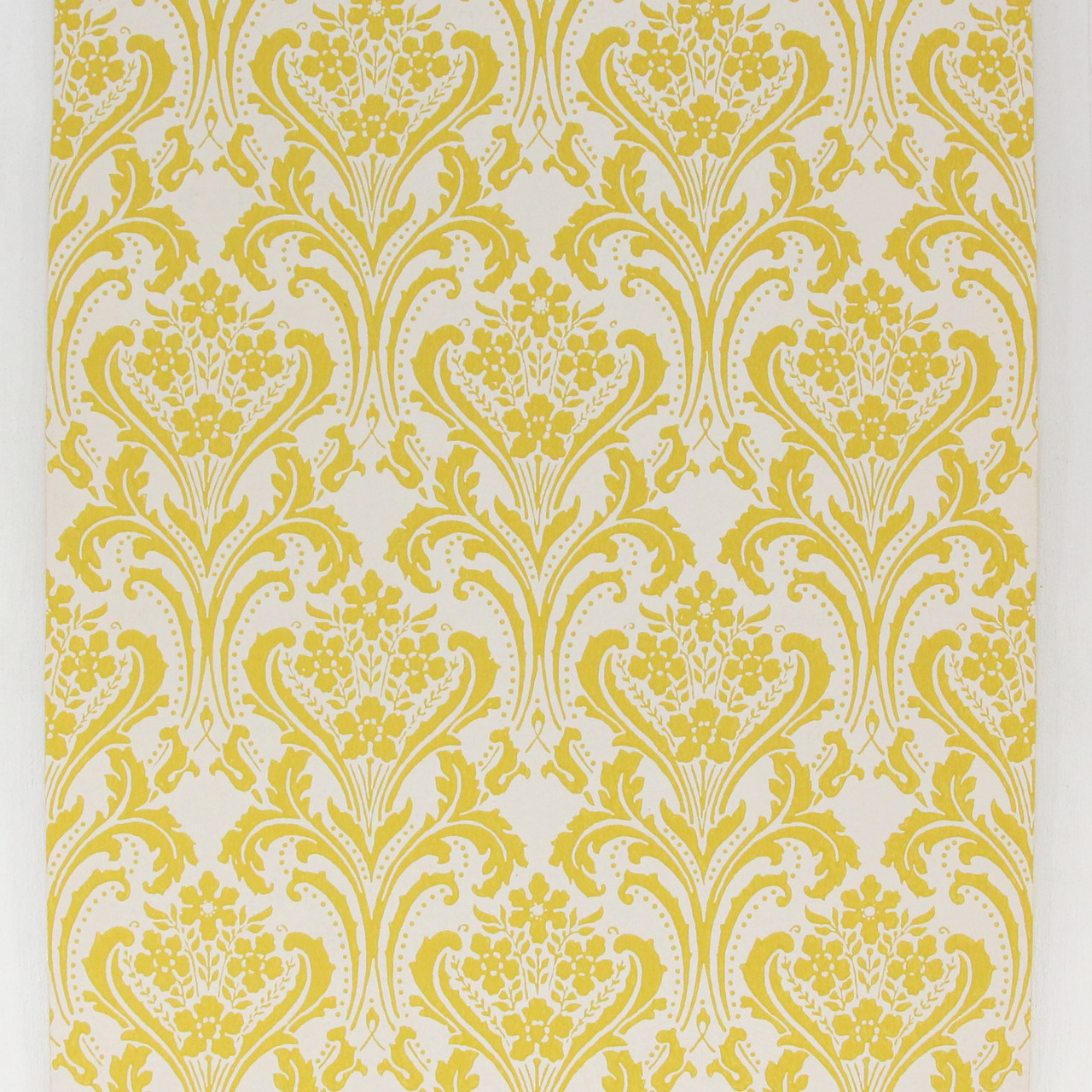 1960s Vintage Wallpaper Yellow Damask Design - Rosie's Vintage Wallpaper