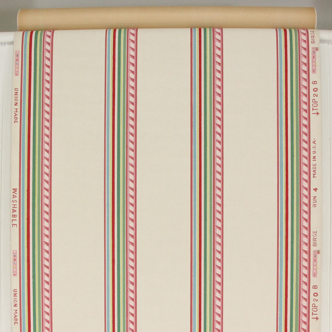 1940s Vintage Wallpaper Border Pink Rope - Rosie's Vintage Wallpaper