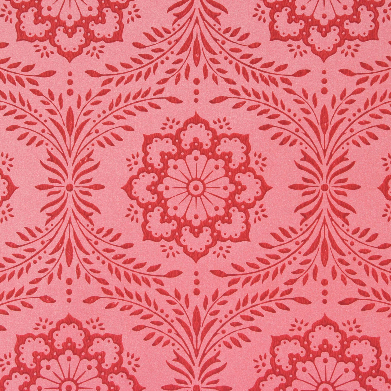 1950s Vintage Wallpaper Thomas Strahan Red Floral Geometric - Rosie's ...