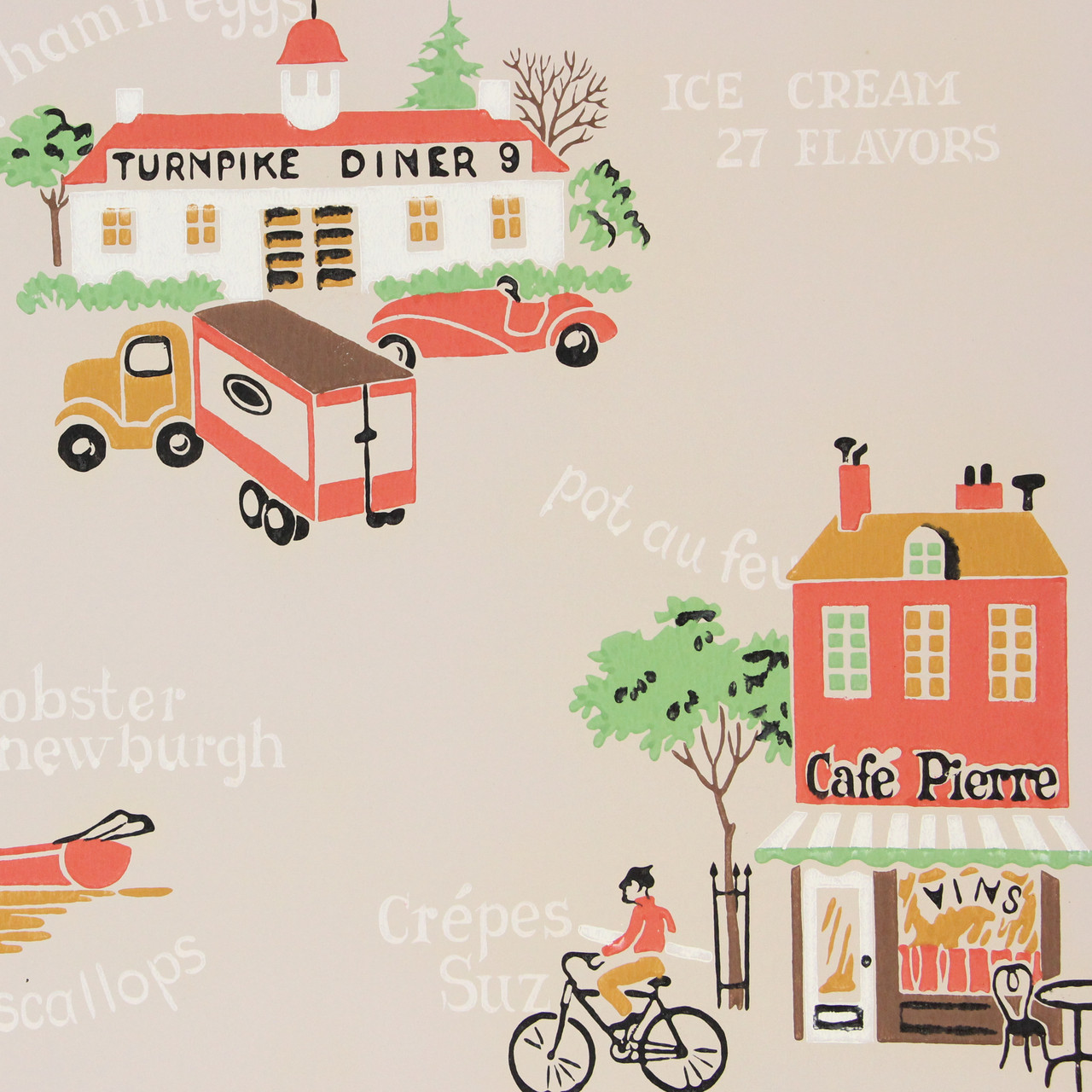1940s Vintage Wallpaper Pub Cafe Diner - Rosie's Vintage Wallpaper