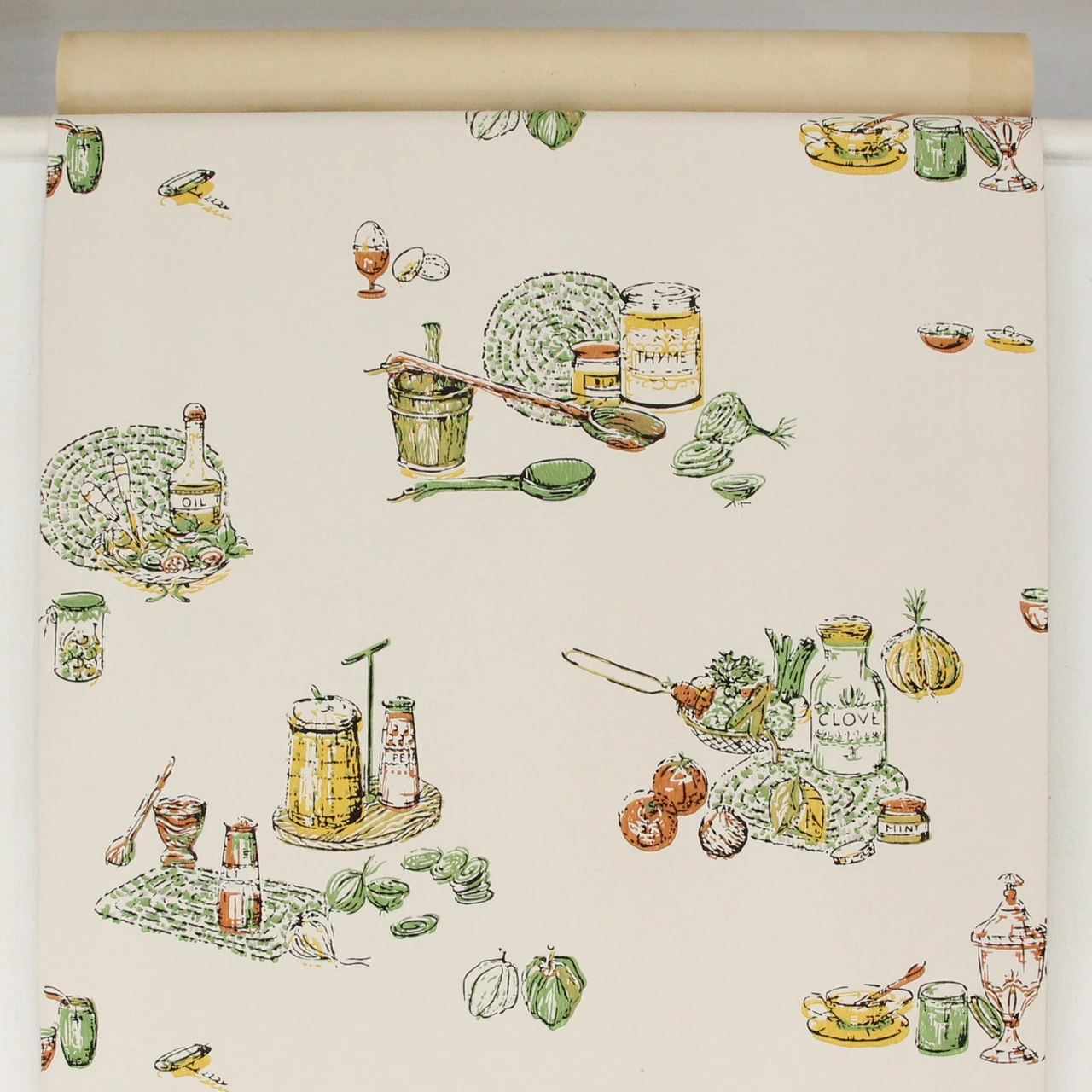 1970s Vintage Wallpaper Retro Green Yellow Kitchen - Rosie's Vintage ...