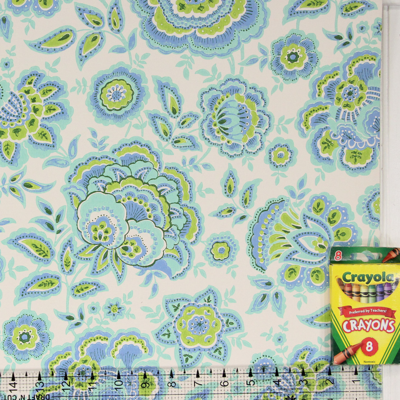 1970s Vintage Wallpaper Retro Mod Blue Floral - Rosie's Vintage Wallpaper