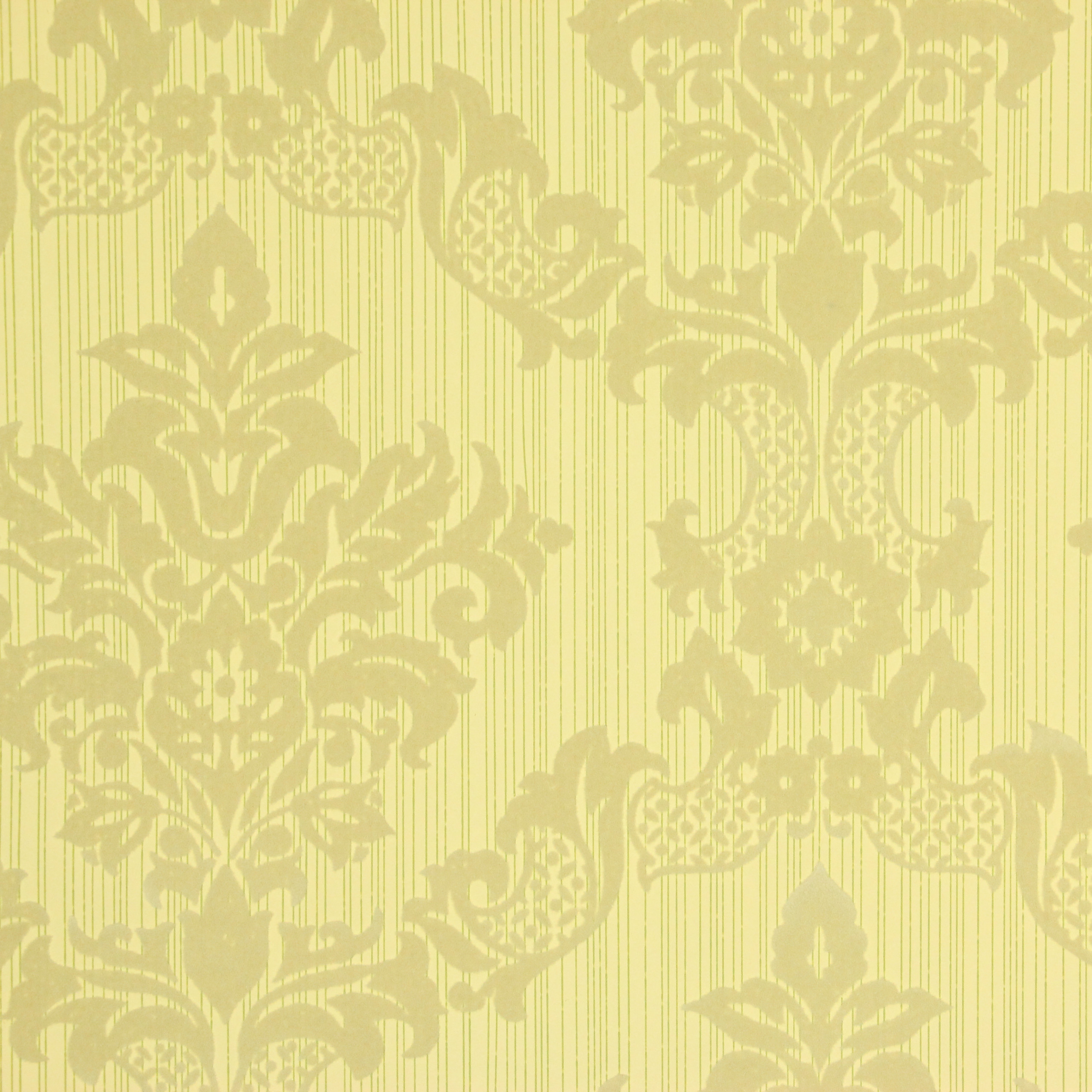 1970s Retro Vintage Flock Wallpaper Yellow Green Damask - Rosie's ...