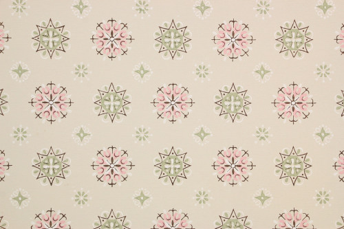 1950s Vintage Wallpaper Pink Floral Geometric - Rosie's Vintage Wallpaper
