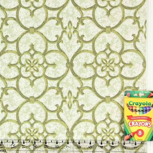 1970s Vintage Wallpaper Avocado Green Geometric - Rosie's Vintage Wallpaper