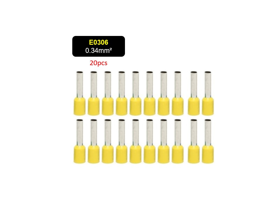 20pc E0306 0.34mm2 Ferrule Crimp Terminal Electrical Wire Connector ...