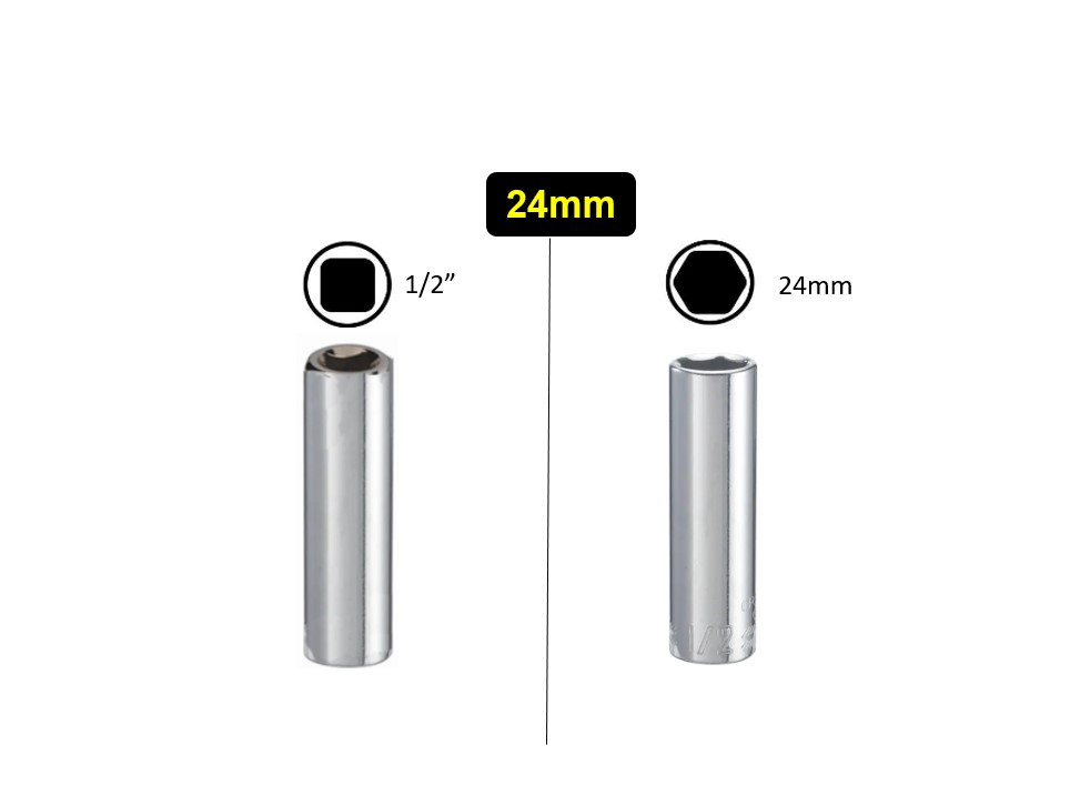 24mm Deep Socket Set 1/2" Square Drive Impact Socket Mechanic Metric ...