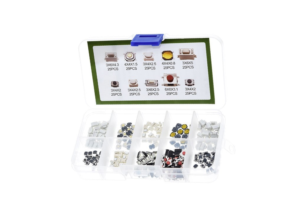250pcs Push Button Switch Kit Remote Control SMD Tactile Push Button ...