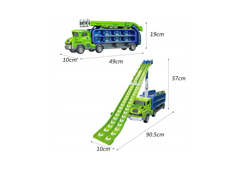 Foldable Carrier Truck 6 cars Transformer Slide Race Track Car ...