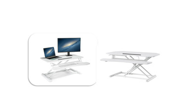 White Deskalator Adjustable Height Stand Workstation Desk Converter ...