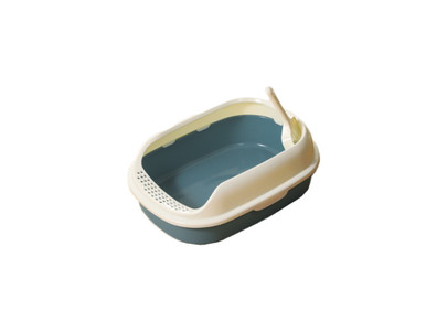 Cyan High Side Cat Kitten Litter Tray Box Scoop Anti-Splash Cleaning ...