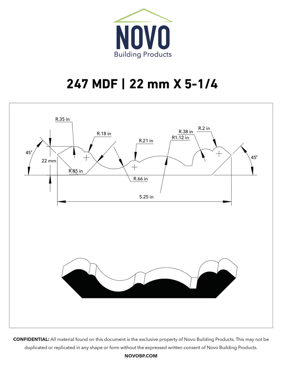 247 Primed MDF Crown LF 16'