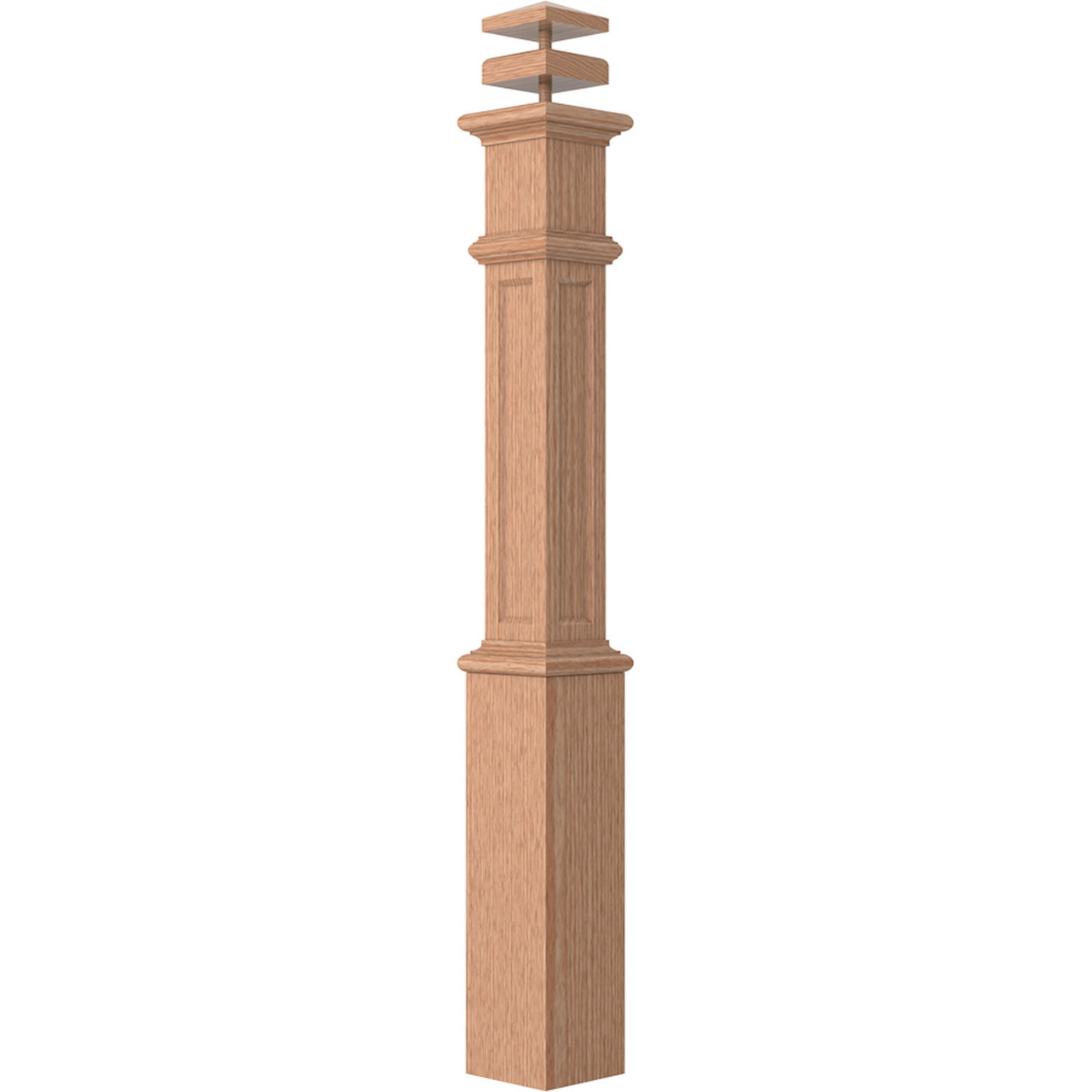 LJRC-4591 Unfinished Red Oak Recessed Panel Box Newel 55"