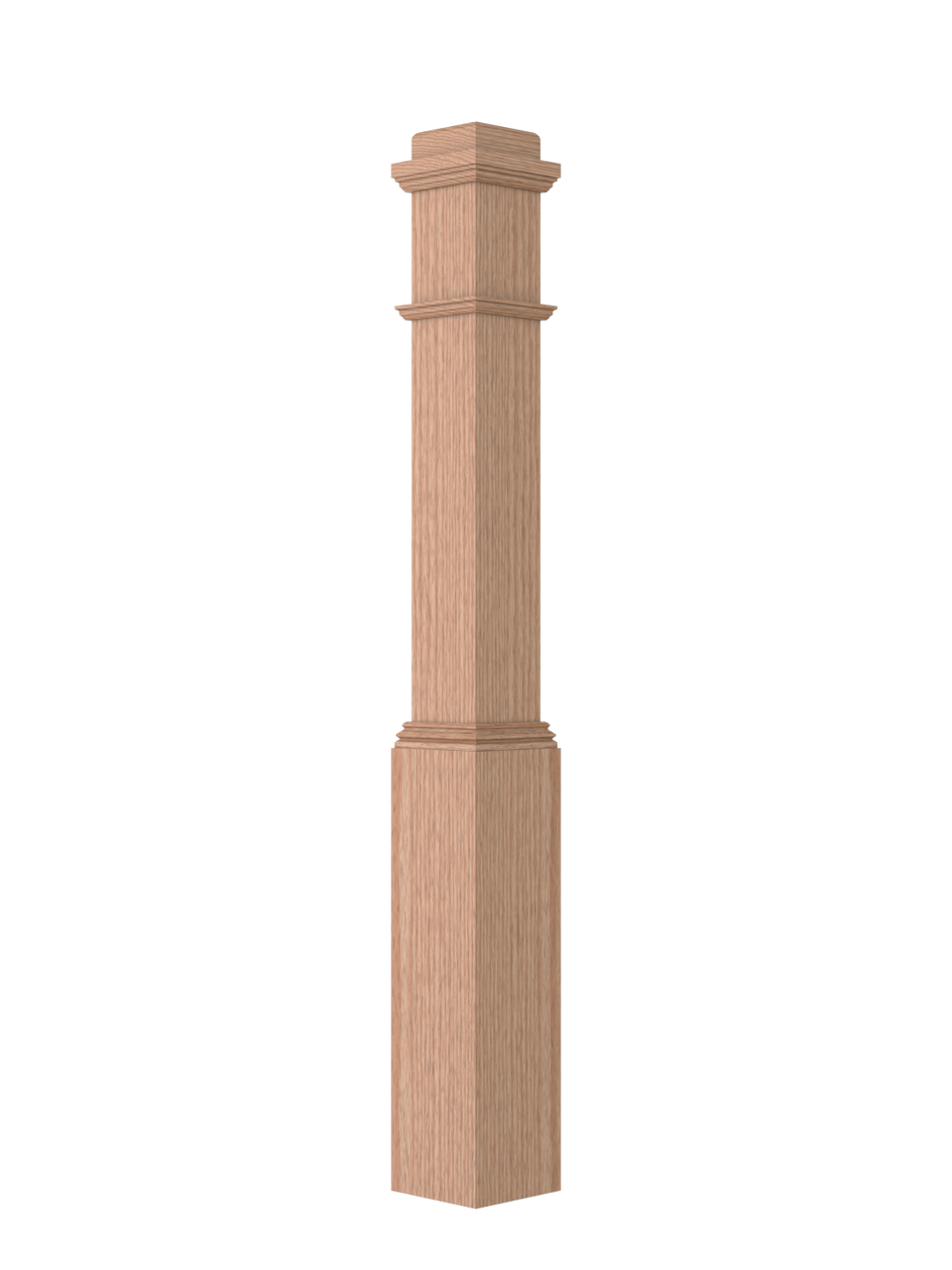 LJ-4091 Unfinished Red Oak Box Newel 55"