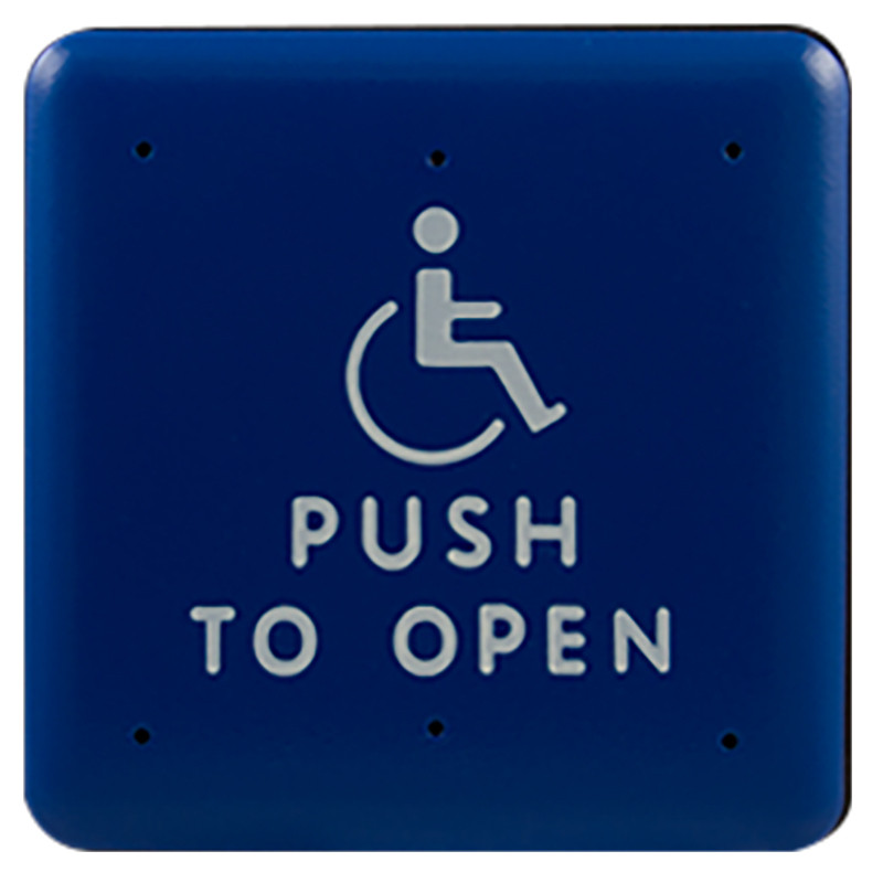 Bea 10PBS1B 4.75" Blue Handicap Push To Open Square Push Plate